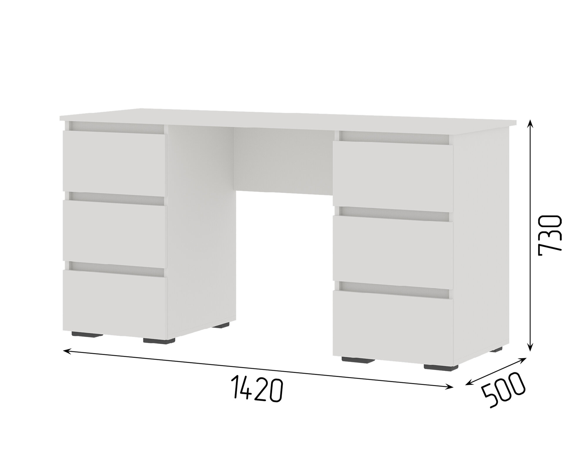 Письменный стол Хелен ПС-02 с выдвижными ящиками (1.420х0.730х0.500) цвет Белый Стендмебель