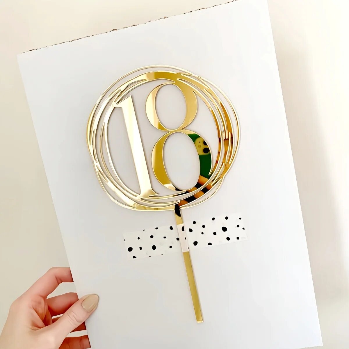Золотые акриловые топперы для торта 18 лет MJCakedecor 3