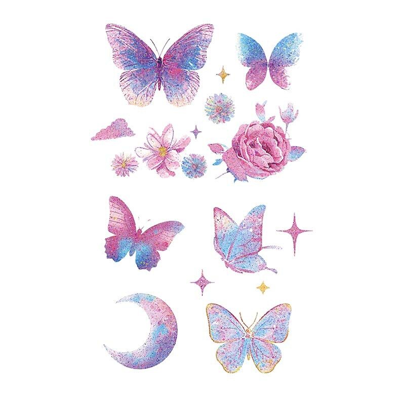 Наклейки "Блестящие бабочки" Other CK037, 7,5x12 см, механические, моющиеся