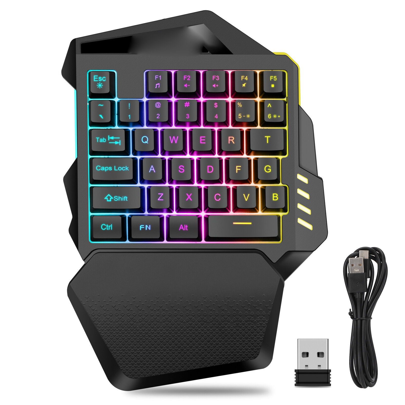 Игровая клавиатура с одной рукой 2,4G Беспроводное RGB Lighting ABS 35 Клавиш игры для компьютера для компьютера