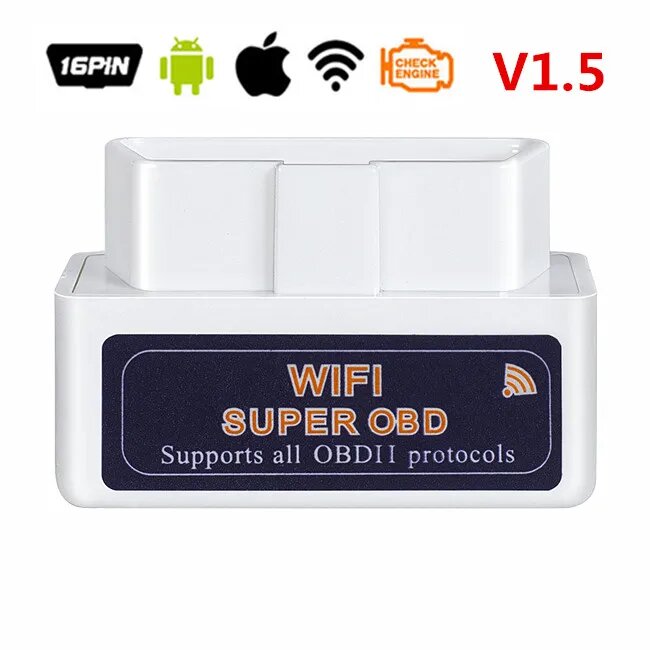 Автоматический сканер OBD2 ELM327 Bluetooth/WIFI V1.5 OBDII ELM 327 BT/WI-FI 1.5 HHOBD HH OBD ELM327 Bluetooth 5.1/1.5 ELM 327 Переключатель включения White WIFI 1.5