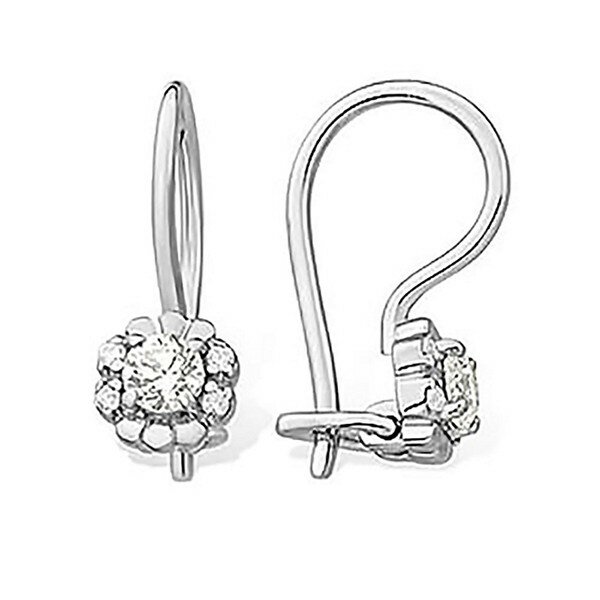 Серьги, серебро, 925 проба, родирование, фианит