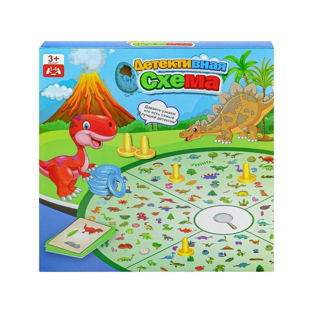 Настольная игра Рыжий кот "Детективная схема" игровое поле, метки детектива, кольца, карточки, правила, в коробке, от 3 лет (Y25458003)