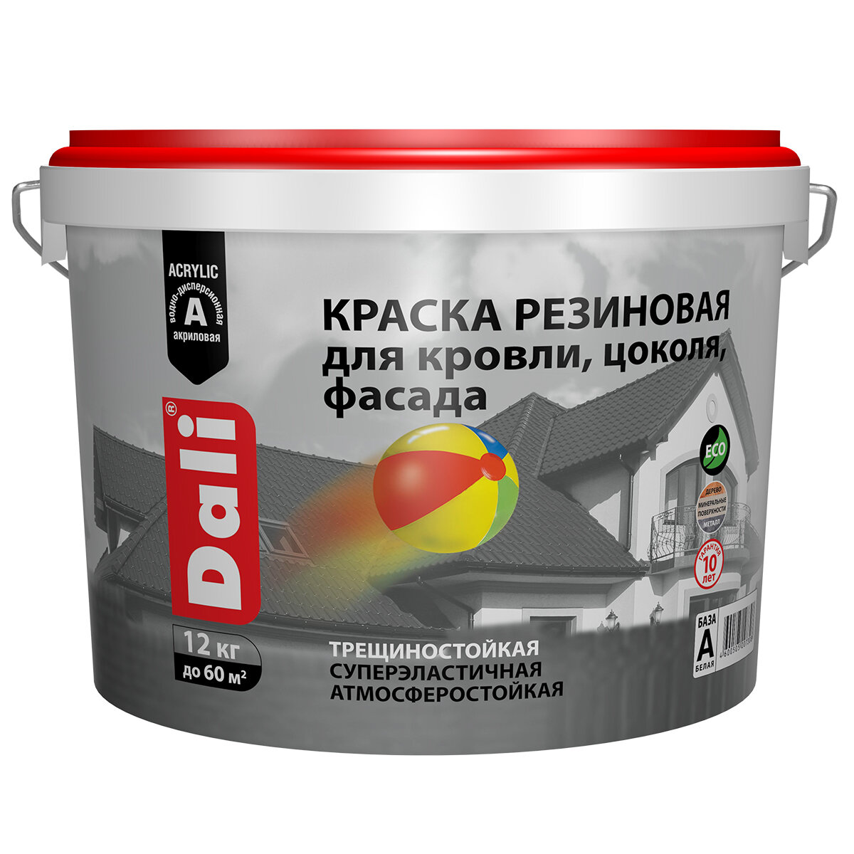 Краска резиновая Dali, глубокоматовая, 12 кг, RAL 3011, красная