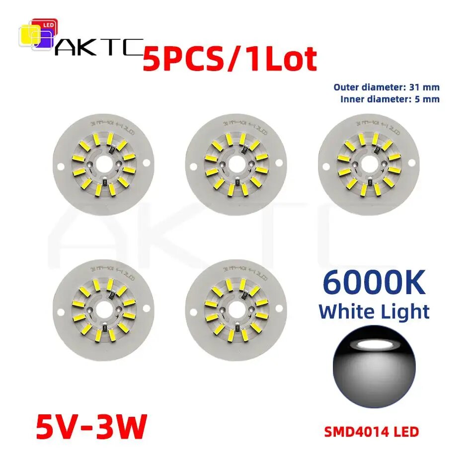 Светодиодная панель Ankatec 5V 3W 6000K White-31mm Dia