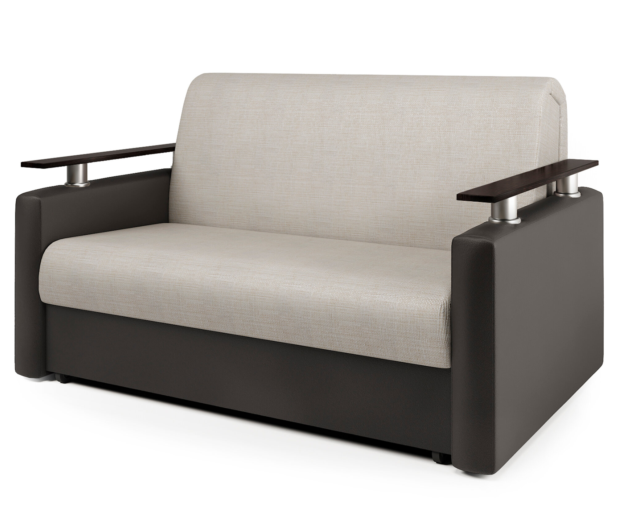 Диван-кровать Шарм-Дизайн Шарм 120х194 см, диван раскладной, аккордеон, прямой, экокожа шоколад и шенилл бежевый