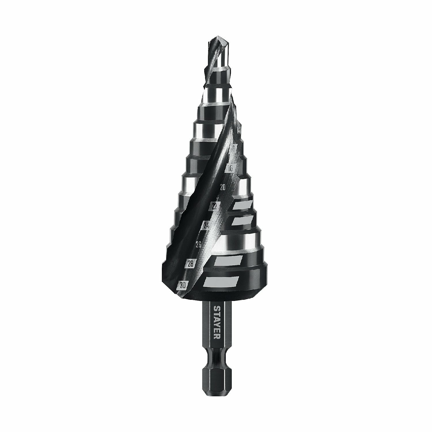STAYER Pro-Max 6-30мм, 13 ступеней, винтовая спираль, сверло ступенчатое (29661-6-30-13) (29661-6-30-13)