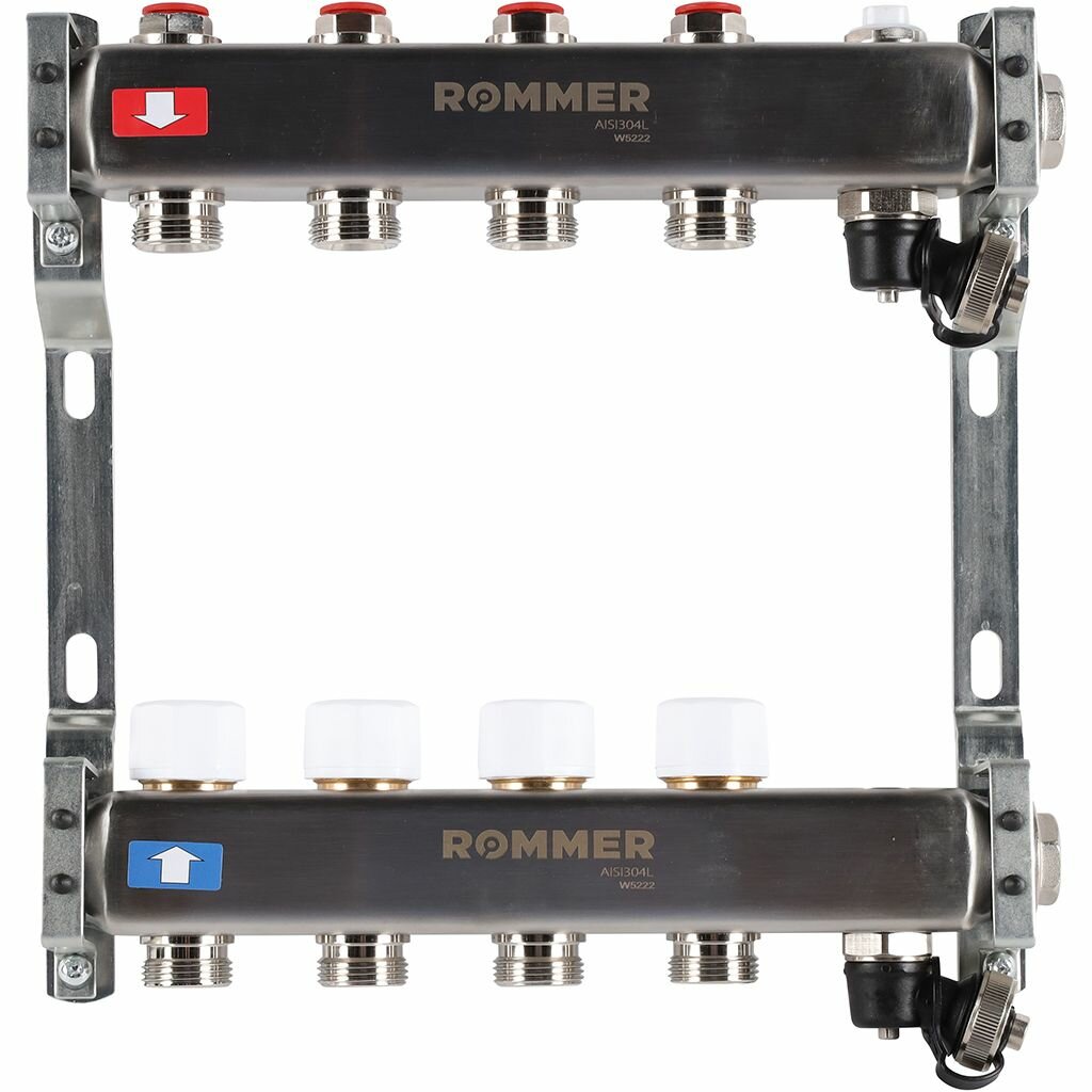 Коллекторная группа ROMMER без расходомеров на 4 выхода (RMS-3201-000004)