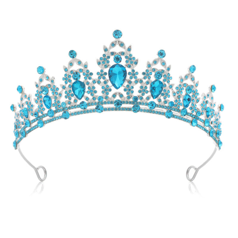 Корона для волос "Свадебный головной убор", серебристый, низ-озерно-голубой