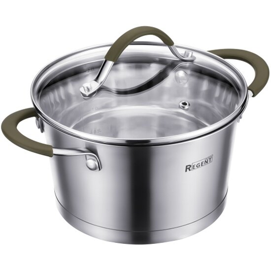 Кастрюля Regent Inox Linea OLIVA со стеклянной крышкой, 3.2 л, 20x11,5 см (67-1420)