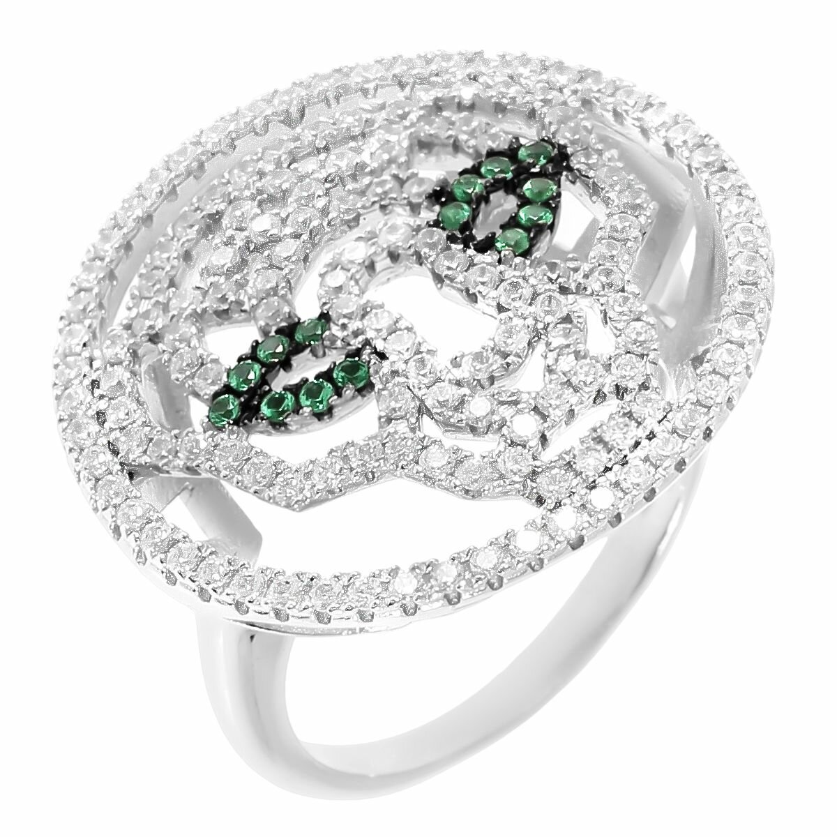 Кольцо тонкое, серебро, 925 проба, родирование, фианит