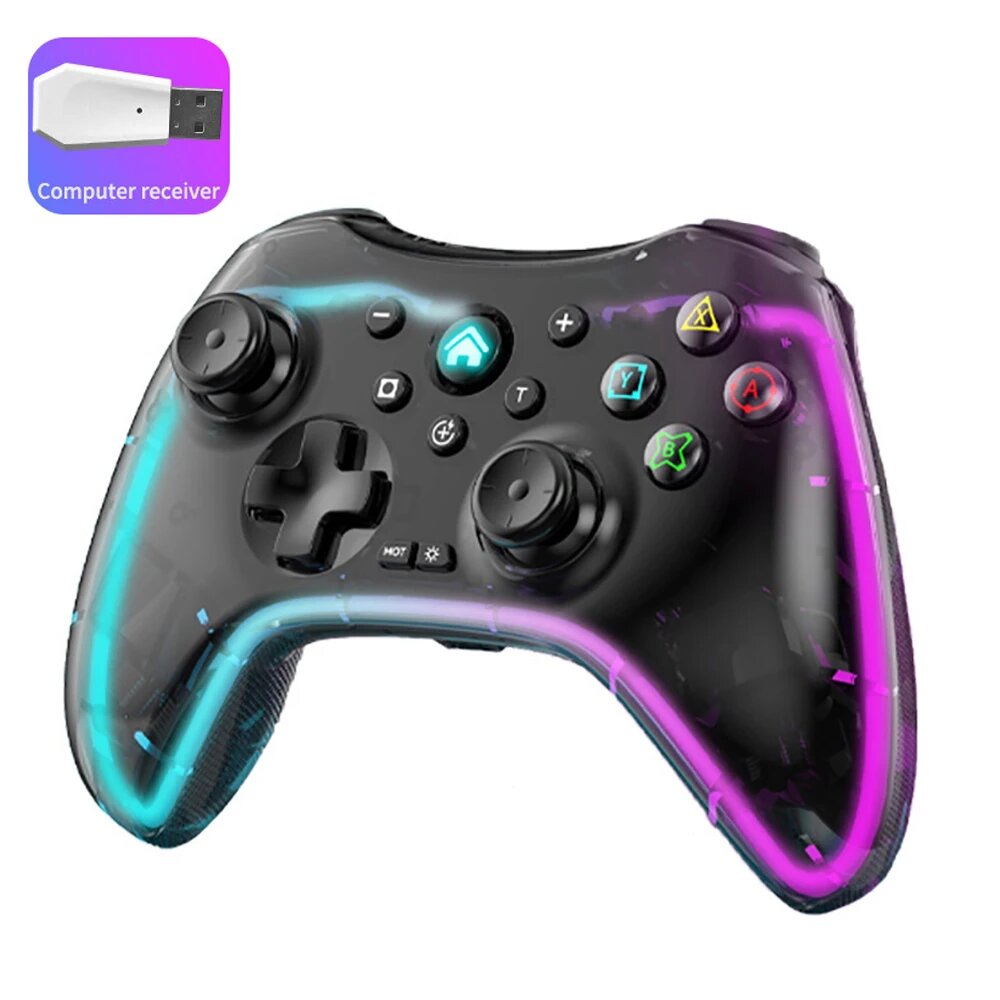 RGB геймпад olevo для PS4, PS3, ПК Transparent Black PC