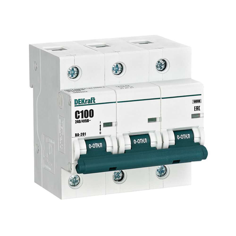 Dekraft Автоматический выключатель 3Р 100А х-ка С ВА-201 10кА, 13009DEK