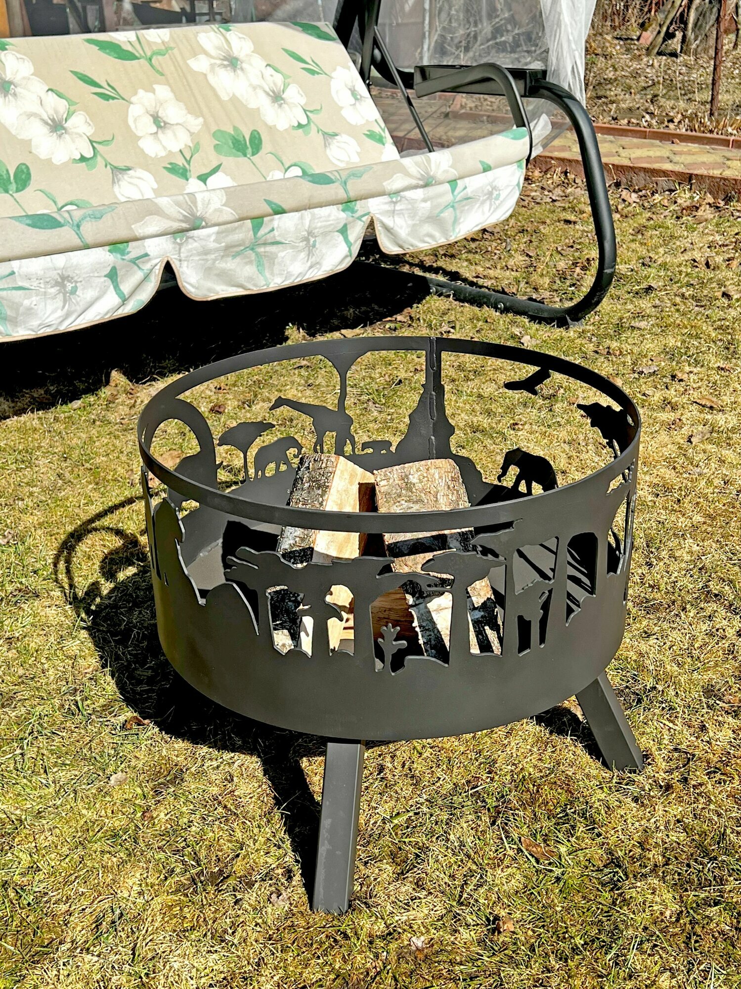 Костровая чаша Сафари+Решетка гриль+Крышка 60 см 0,3 см