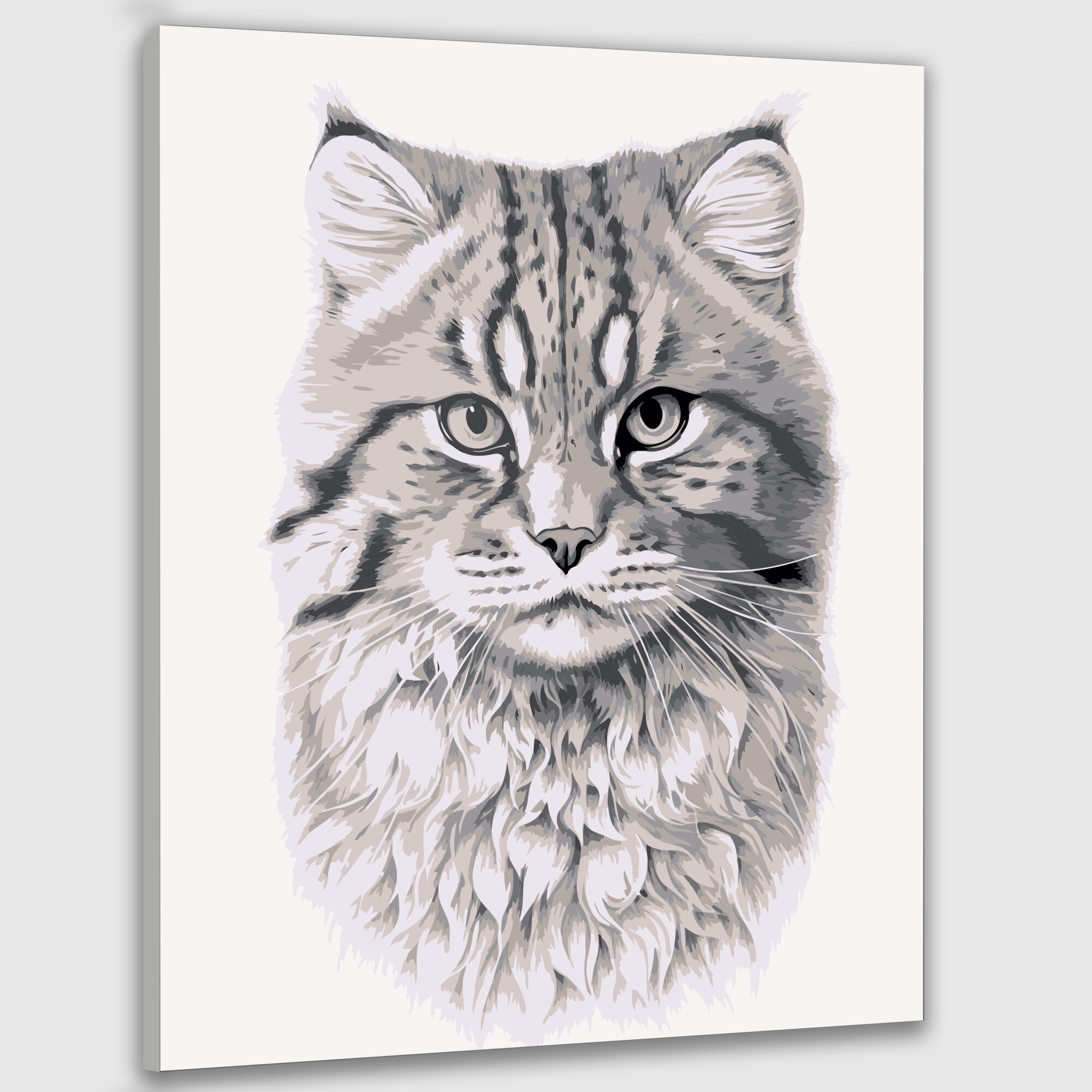 Картина по номерам 40x50 см, манул, графитовый набросок, спокойная сила, мудрое поведение, детали меха