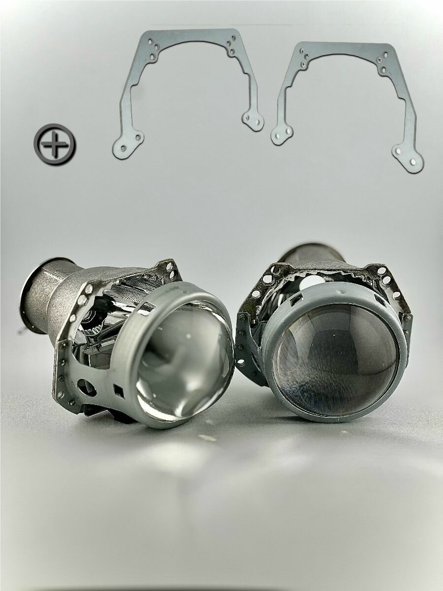 Би-галоген (лед/ксенон) линзы для Hyundai Solaris 2010-2014 тип HELLA 3R цоколь H7/D2/D4 / ближнего и дальнего света в автомобильные фары / Би галогенные модули комплект 2шт