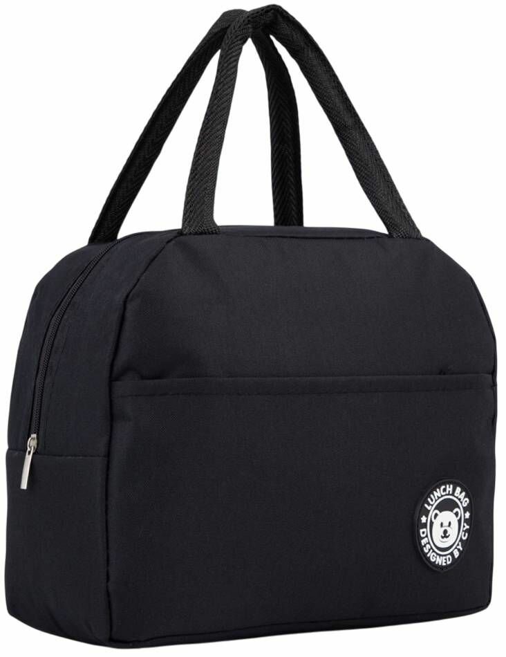 Термосумка на молнии для еды на работу, ланч боксов, обедов, дорожная сумка-холодильник для пикника и путешествий, объём 6 л, цвет чёрный