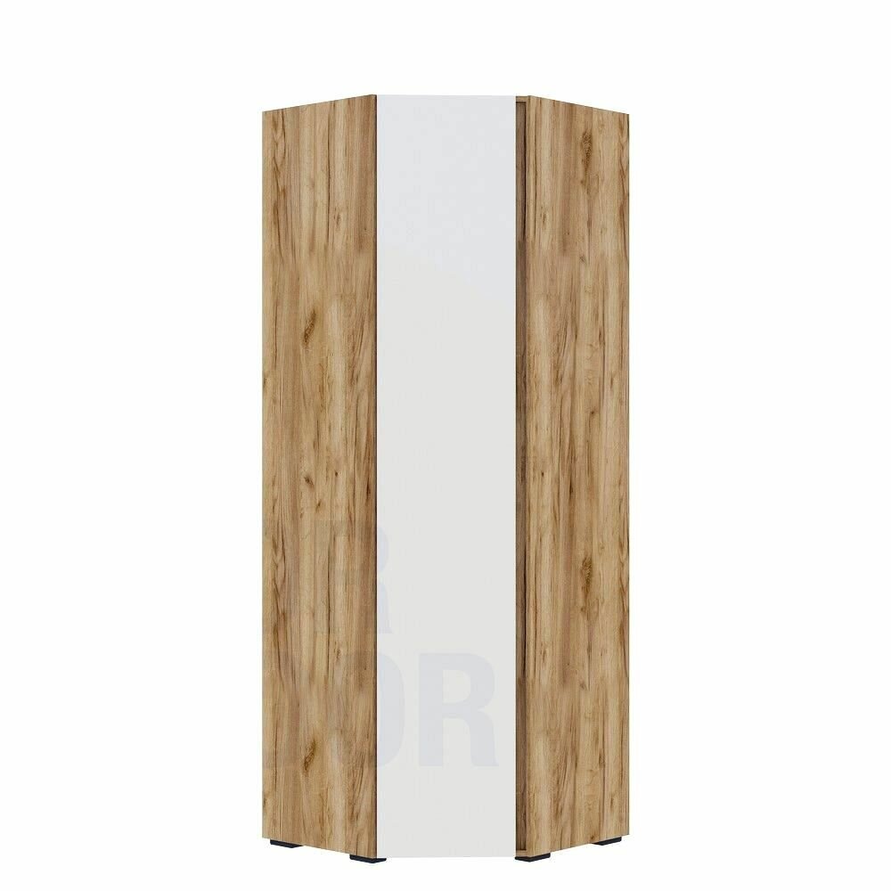 Шкаф угловой Хелен, ЛДСП, белый/дуб крафт золото, 74,8х210х74,8 см