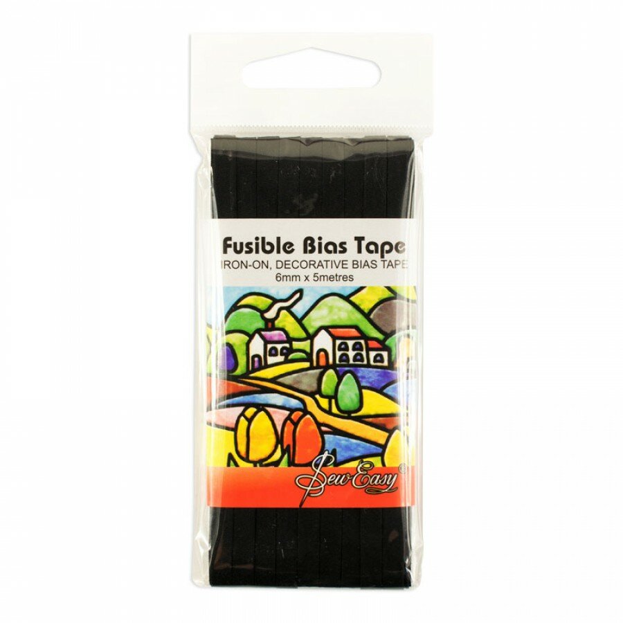 Косая бейка для пэчворка с клеевой основой, 6 мм, цвет черный черный* HEMLINE ER519. BLACK