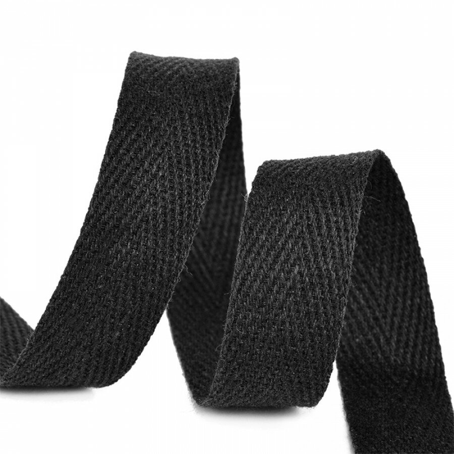 Тесьма киперная 10 мм хлопок 2,5г/см TBY. CT10322 цв. F322 черный уп.5м