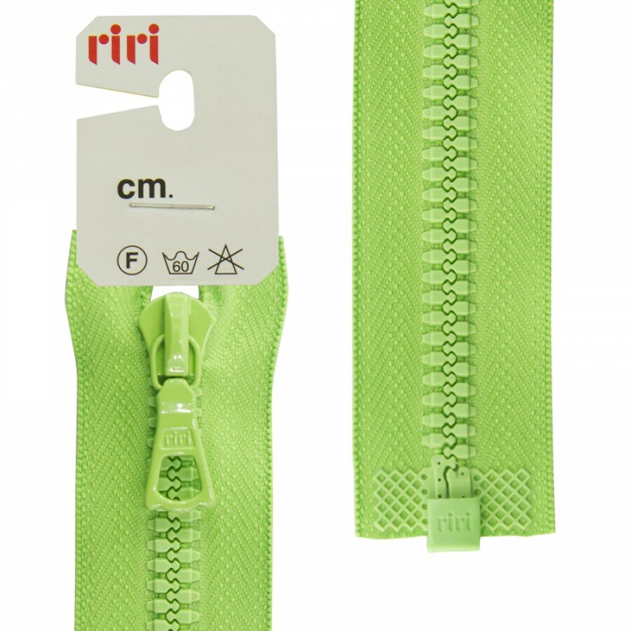 Молния riri тракторная разъёмная 1 замок, 6 мм, 40 cм, цвет 2750, салатовый