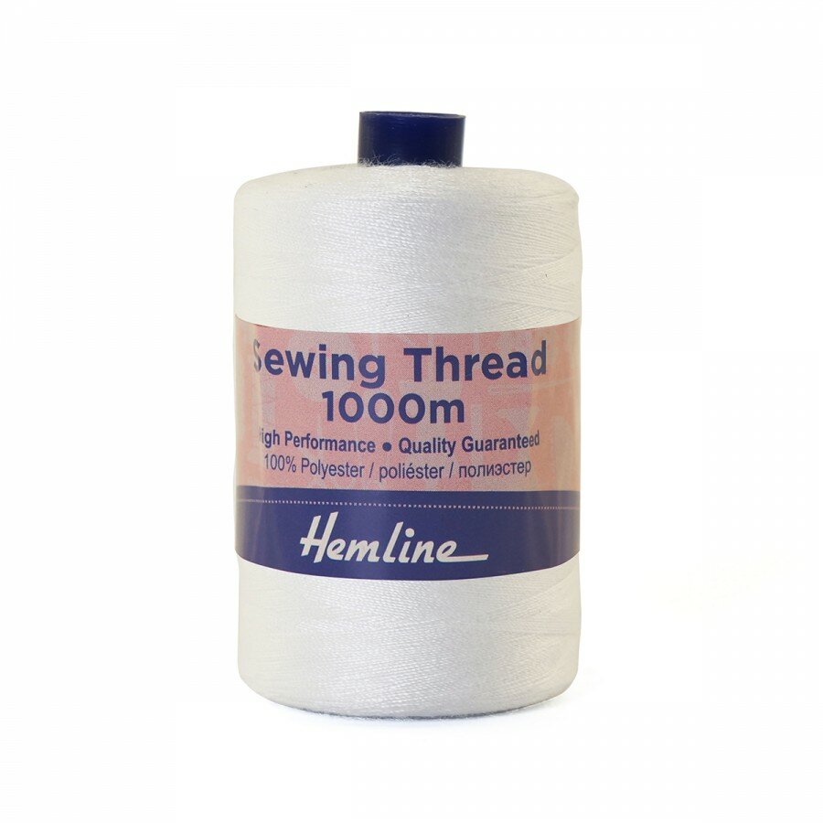Нить универсальная Hemline для шитья, белый 1000 м белый 40/2 HEMLINE N4124.101