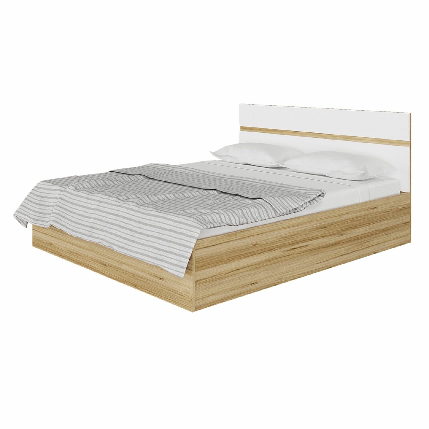 Кровать 1,4 м Ненси, цвет Дуб золотой/Белый глянец спальное место 140*200 см ЛДСП для взрослых и подростков