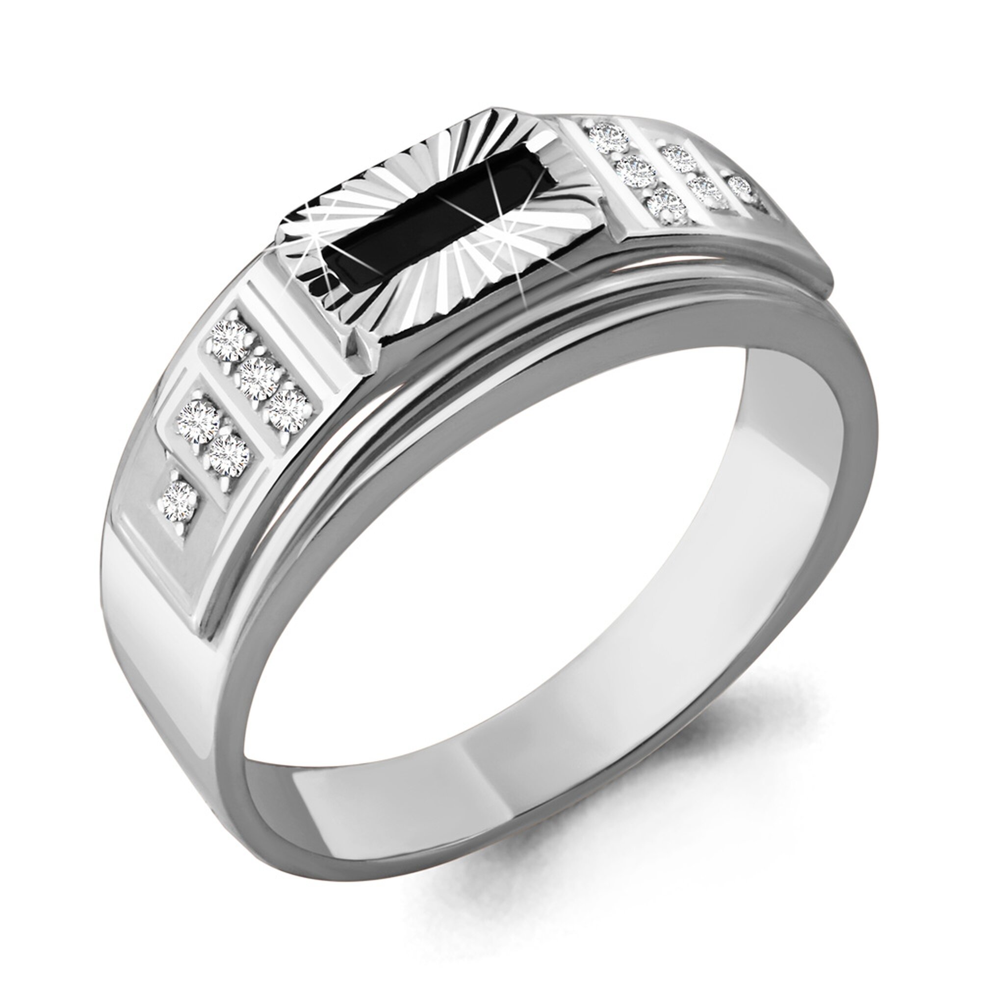 Печатка, серебро, 925 проба, родирование, фианит