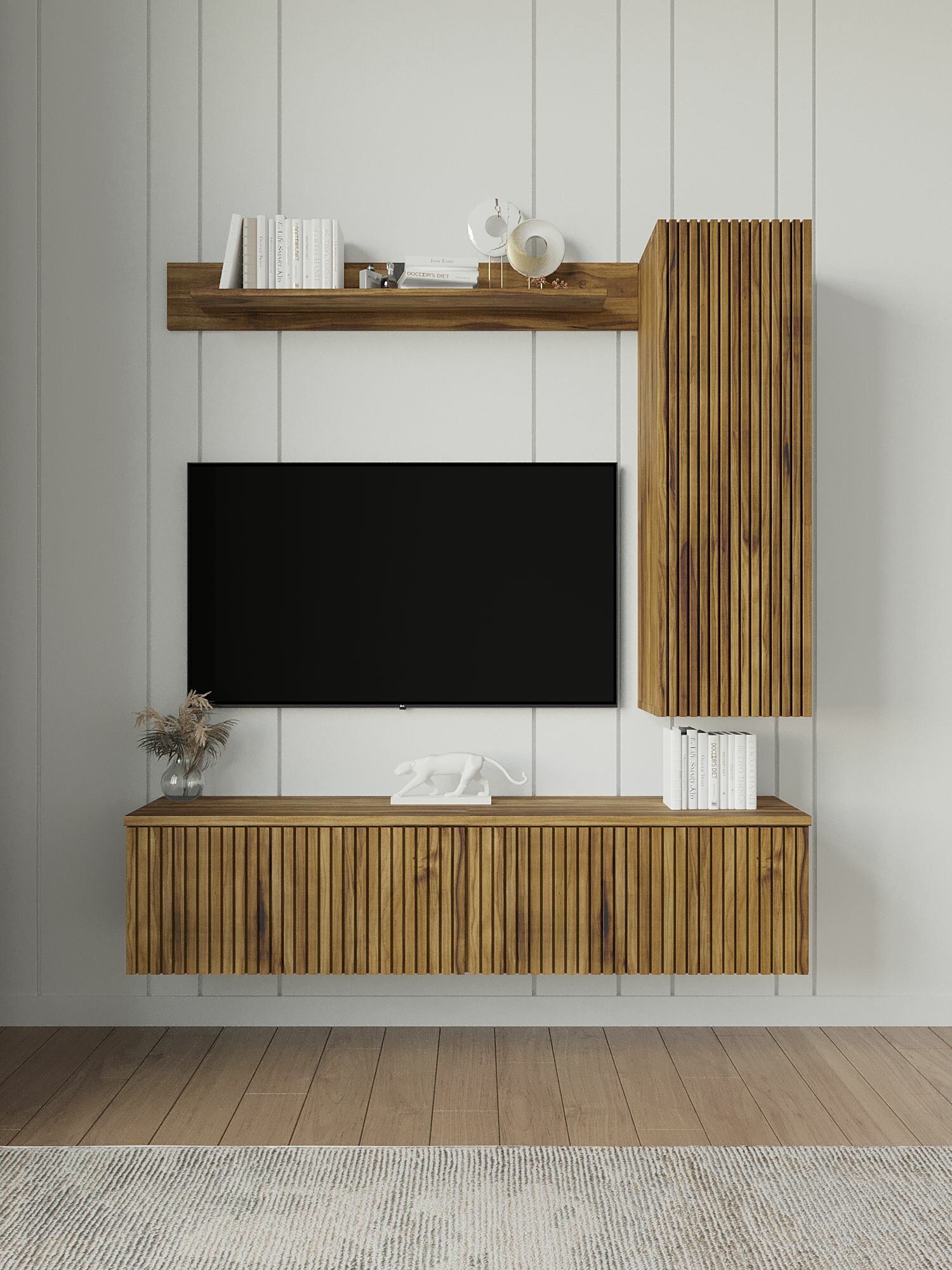 Модульная стенка ORBIS 1, современное исполнение, для гостиной, цвет Вотан/Вотан, длина 137 см