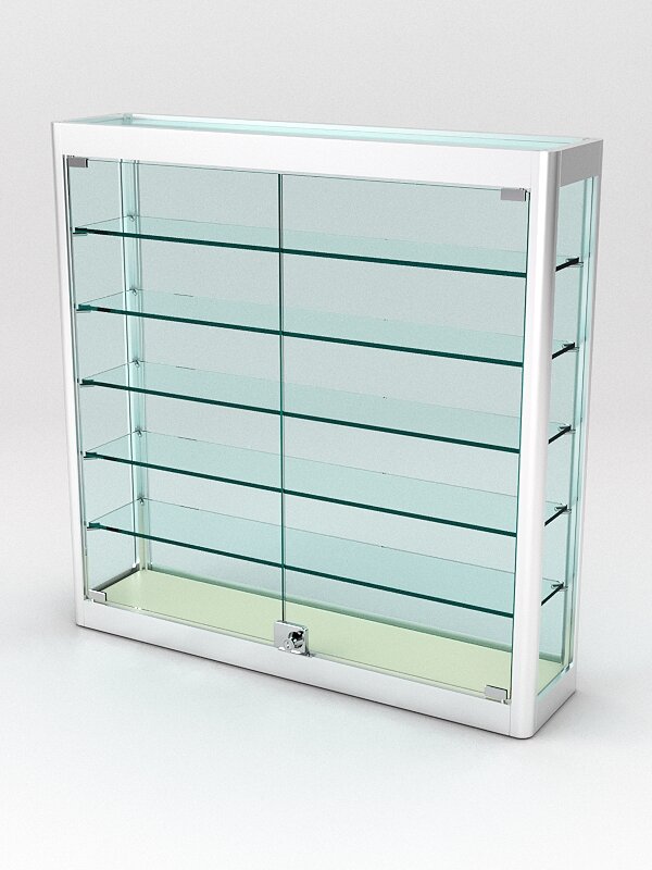 Витрина из профиля настенная "вайб ИКС" №1-5П-С-170 (задняя стенка Cтекло), Крем Вайс