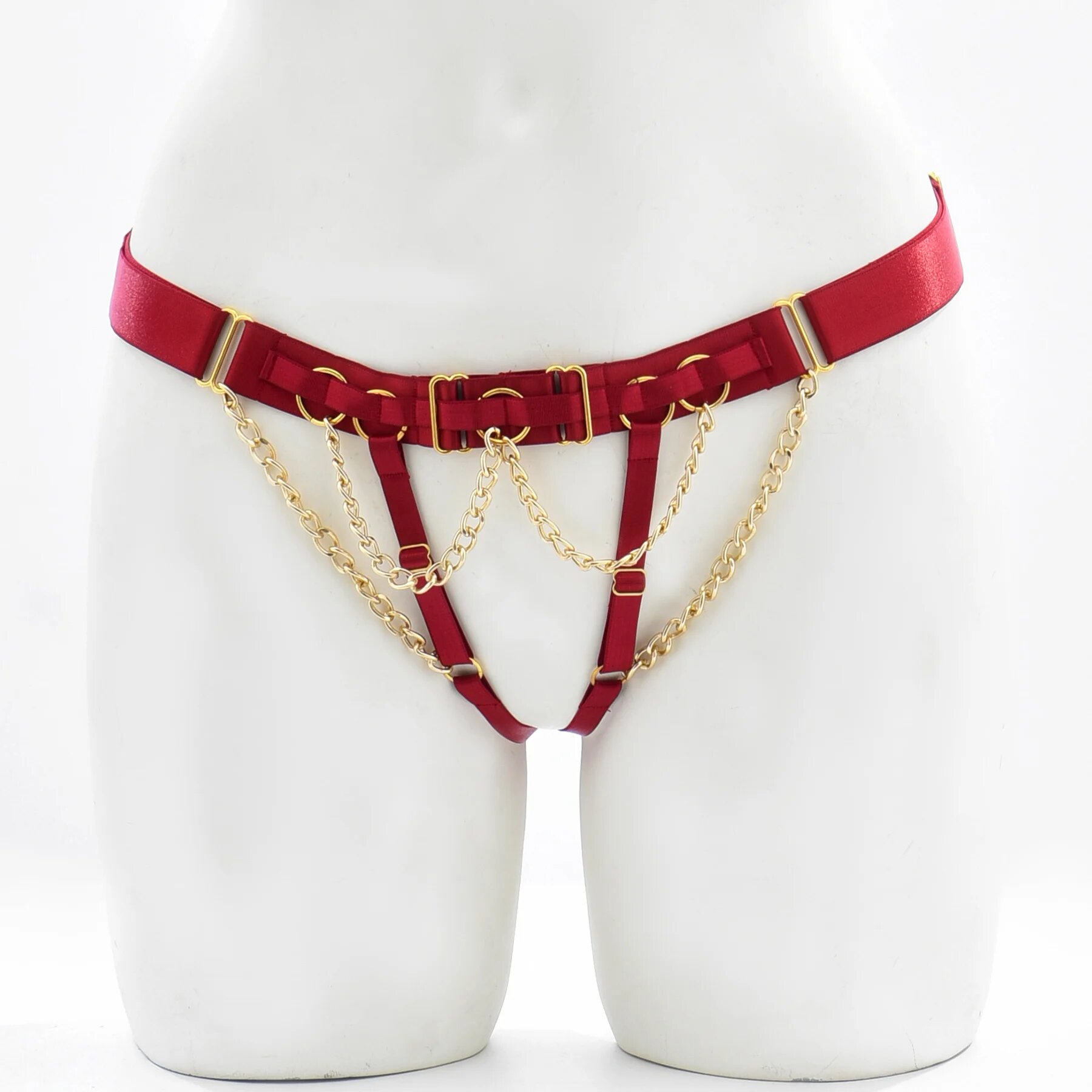 Красный женский сексуальный комплект ремней, женское нижнее белье, фетиш, цепочка для тела, аксессуары, укороченный топ, регулируемая портупея, боди-клетка