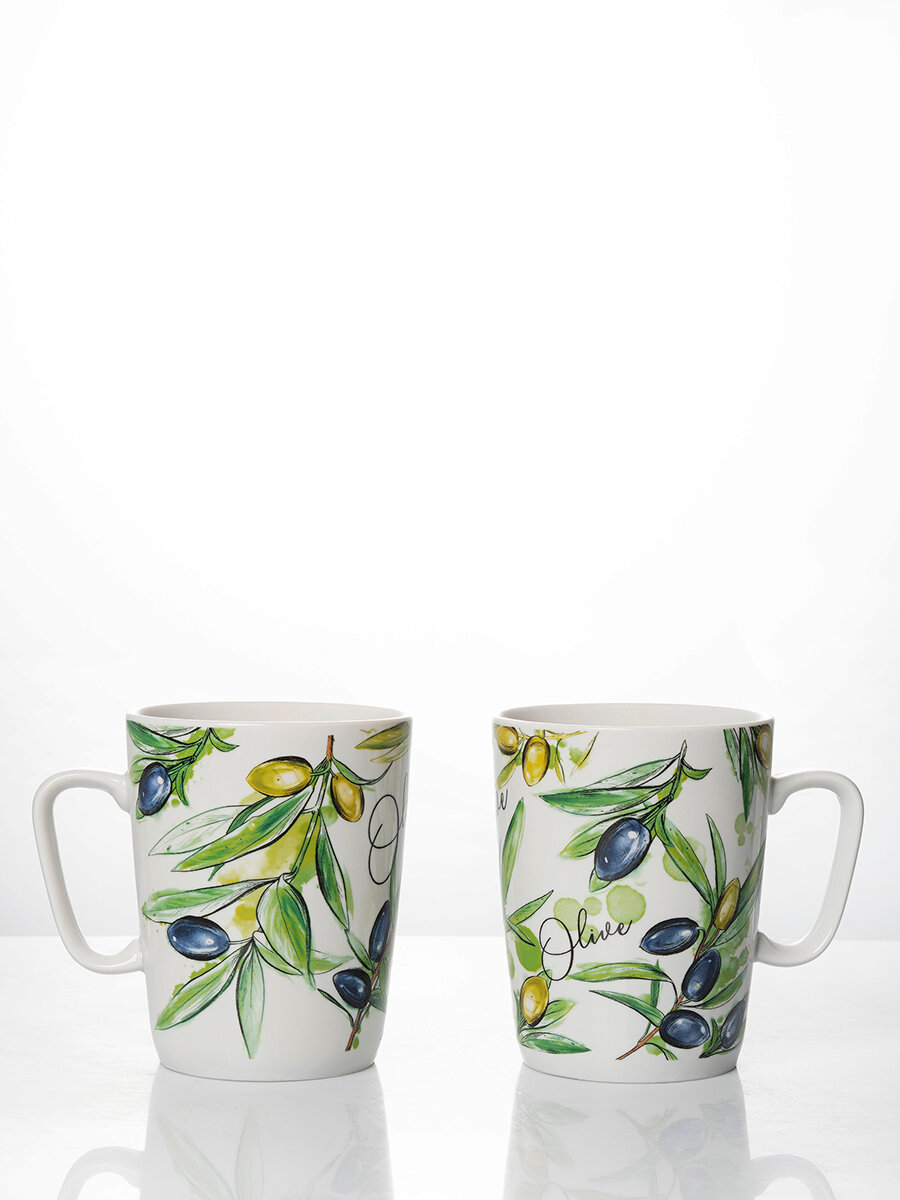 Набор фарфоровых кружек 350 мл. Дулево ф. Конус "Оливки" бортовые, 2 шт.