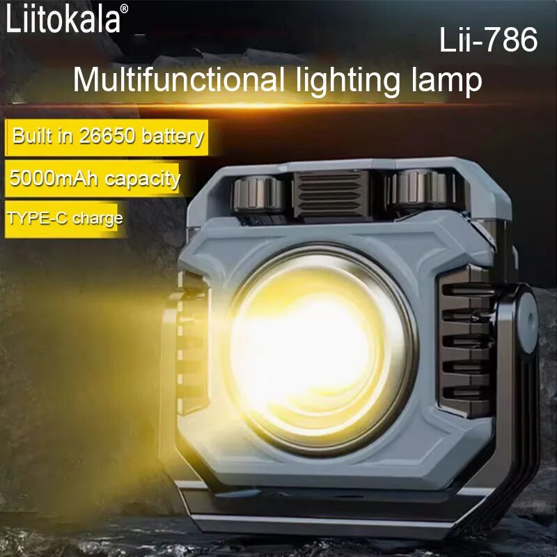 LiitoKala LF-986 Мини-рабочий фонарь LED + COB 500LM Интерфейс зарядки типа C Вход 5V1A Встроенный аккумулятор 1200 мАч Фонарик
