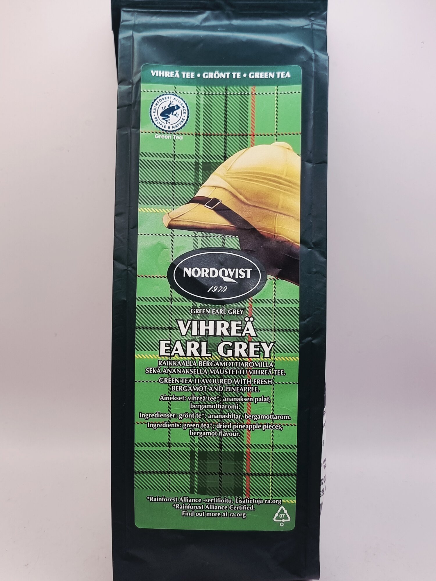 Зеленый чай Сенча из Китая со свежим бергамотом Nordqvist Green Earl Grey 80 г (из Финляндии)