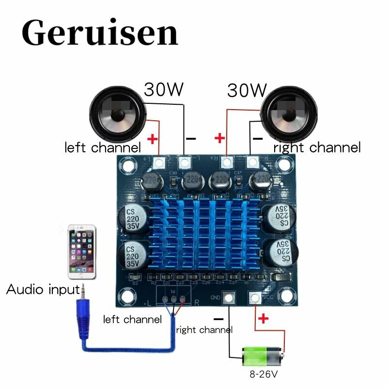 MUXINZILIGHT TPA3110 XH-A232 30 Вт + 30 Вт аудиоусилитель