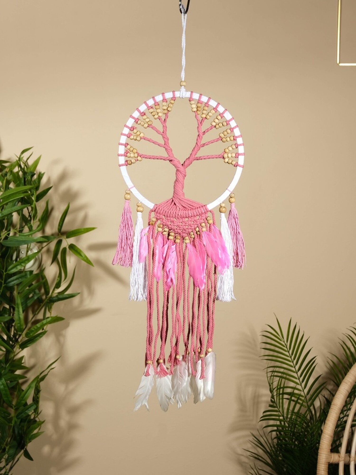 Ловец снов Сима-ленд "Розовое дерево", 22x60 см, белый/розовый