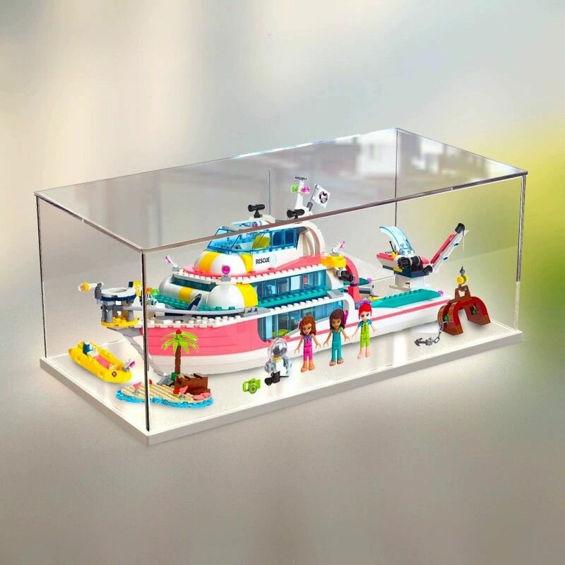 Ящик для хранения, акрилик, прозрачный, белое дно, 60x30x20 см