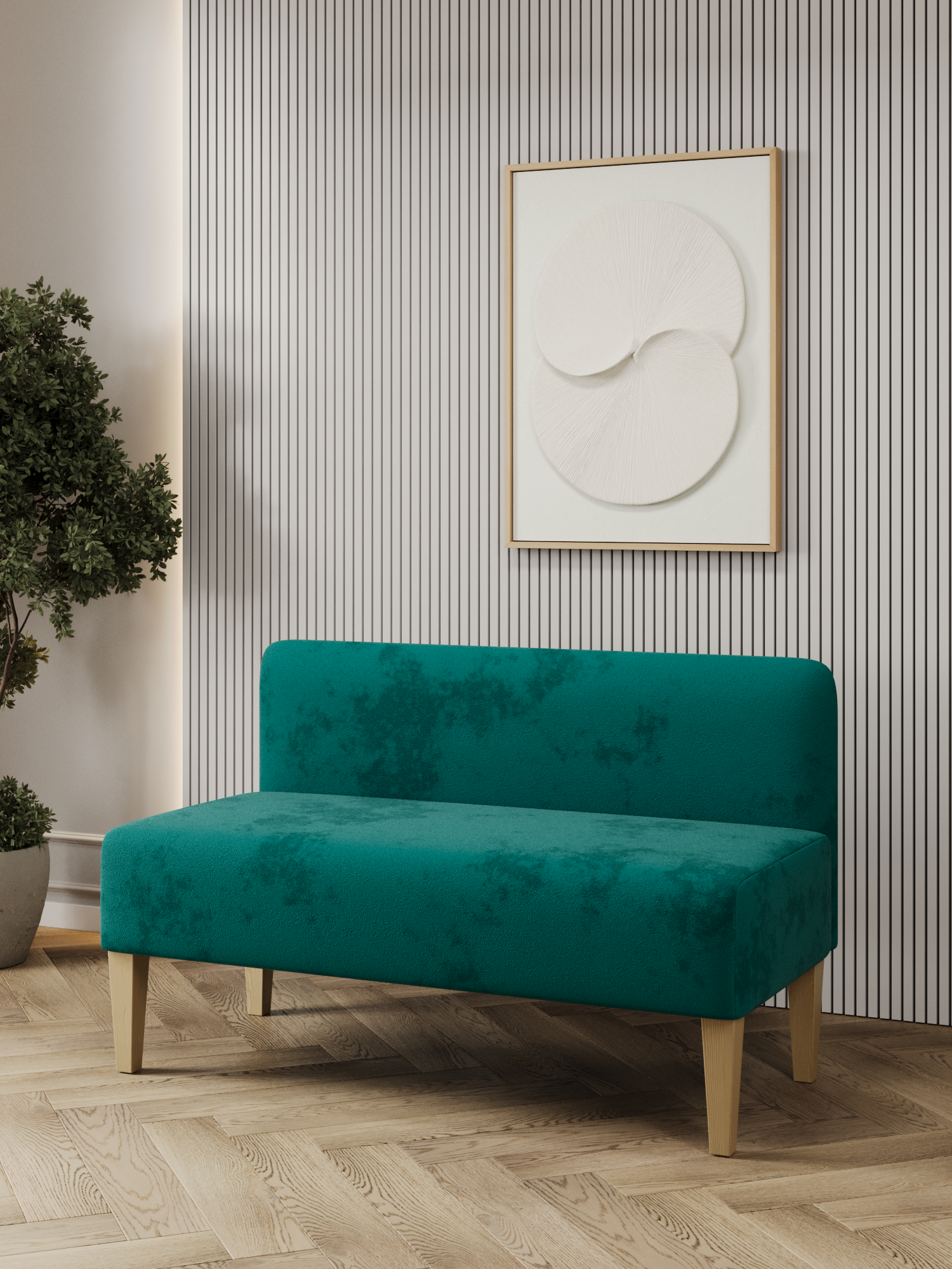 Диван мини прямой для кухни, Изумрудный, Микровелюр, ШхГхВ 110х50х70 см