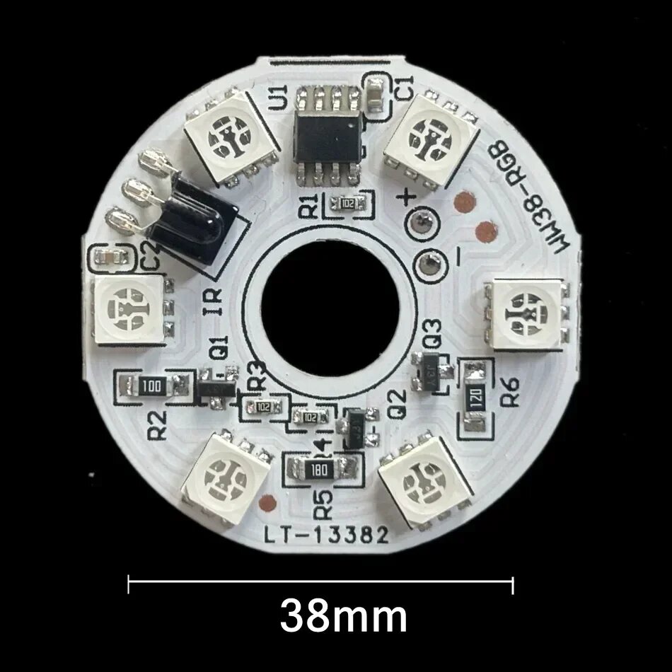 RGB светодиодная панель 6 LED, 5В, 2Вт, 38mm