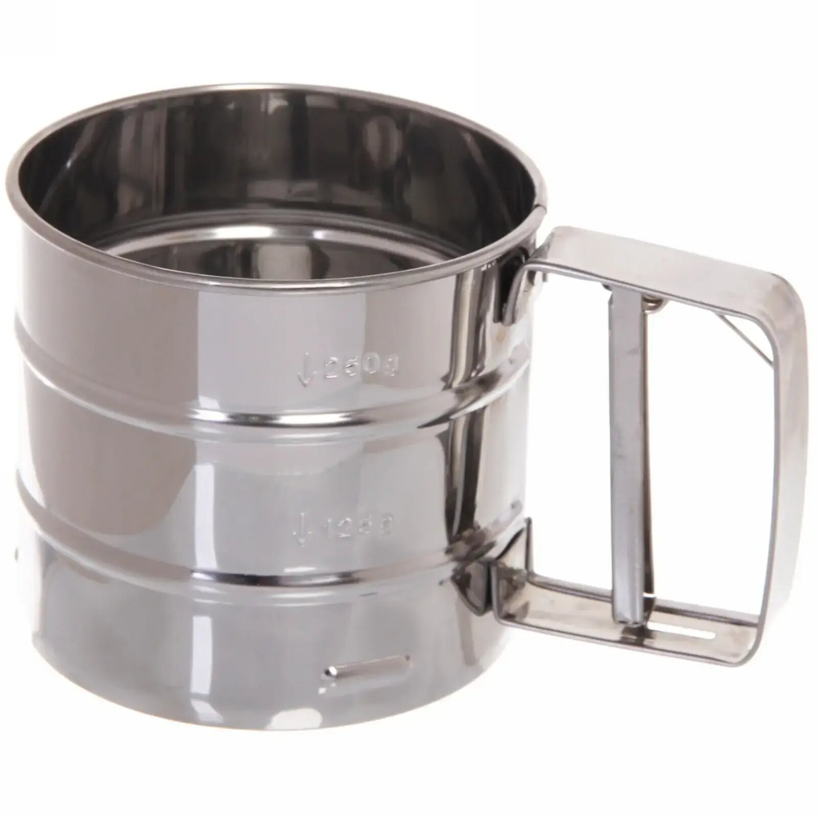 Кружка-сито металлическая 10х9,5см, удобное просеивание муки, нержавеющая сталь