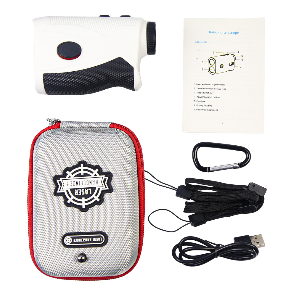 Рейнджер для измерения расстояния с функцией измерения угла и скорости, 3 режимы работы, материал пластик, дальность измерения 5-1000 ярд, увеличение 6X, объектив 25мм, окуляр 15мм, выходное зрение 122м (7°), диаметр выходного зрачка 3.9мм, тип лазера