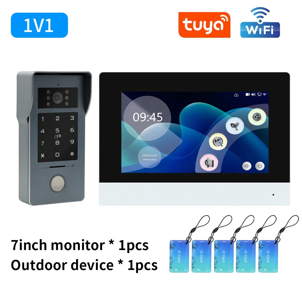 Видеодомофон TUYA WIFI 7" 1V1 R37W-1V1