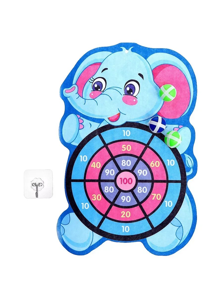 Дартс детский, 3 шарика на липучках, крючок