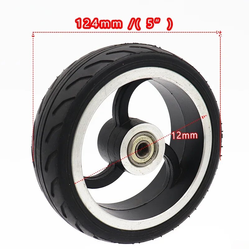 5-дюймовое сплошное колесо, 5-дюймовое бескамерное колесо с легкосплавными дисками-ступицами для электросамокатов, колясок, тележек, инвалидных колясок, Черный