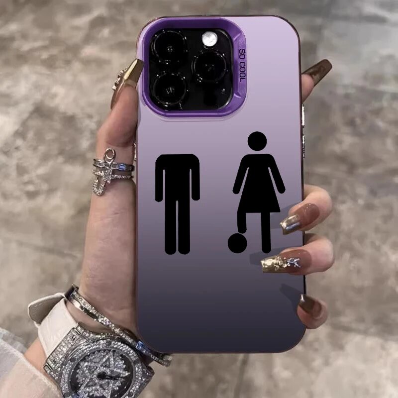 Чехол для iPhone 14 Pro Max, фиолетовый, дизайн футболистов