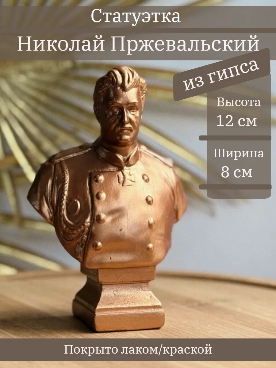 Статуэтка Николай Пржевальский, 12 см, бюст из гипса в бронзовом цвете