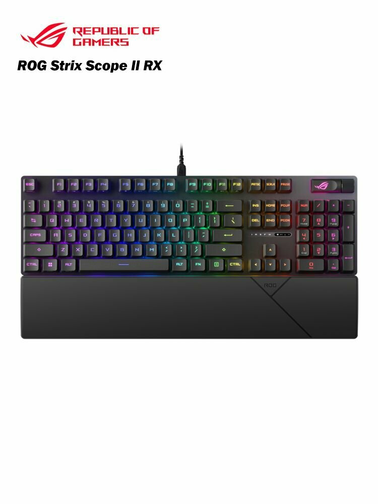 ASUS Игровая клавиатура проводная ROG Strix Scope II RX, (ROG RX Blue), Английская раскладка, черный