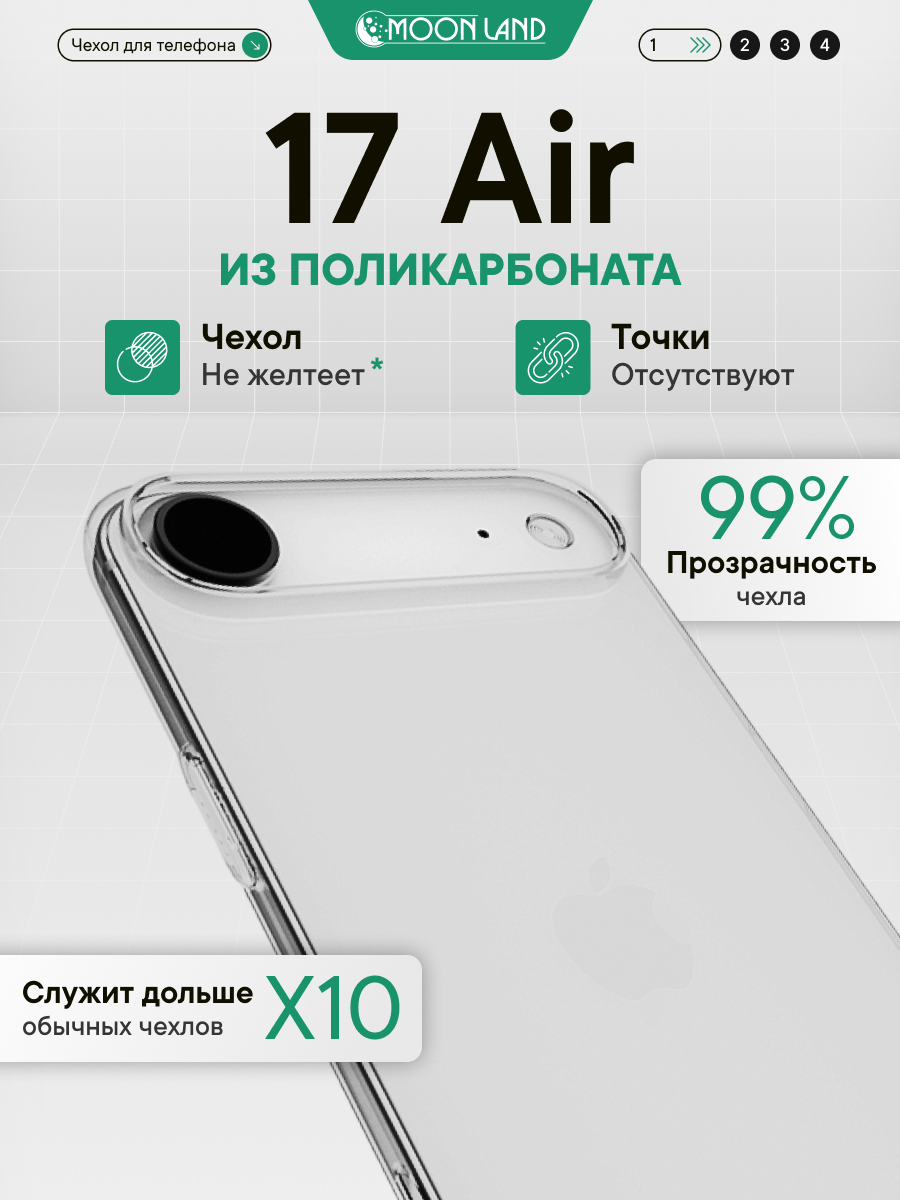 Чехол для iPhone 17 Air прозрачный поликарбонат