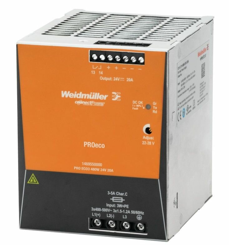 Блок питания импульсный Weidmuller PRO ECO3 480W 24V 20A арт. 1469550000