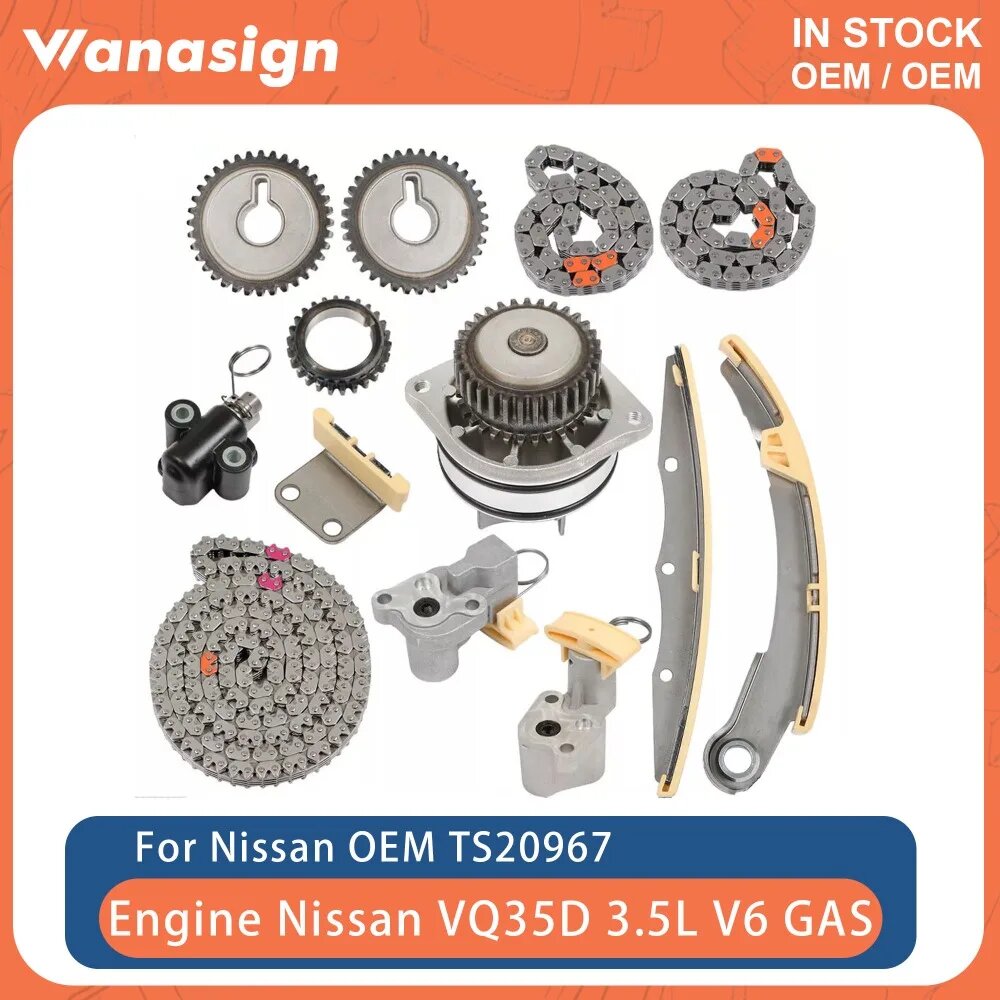 Водяной насос двигателя и комплект цепи ГРМ подходит для Nissan Altima Quest Maxima TK10030 TK76601 VQ35DE 3.5L V6 GAS DOHC 09-04